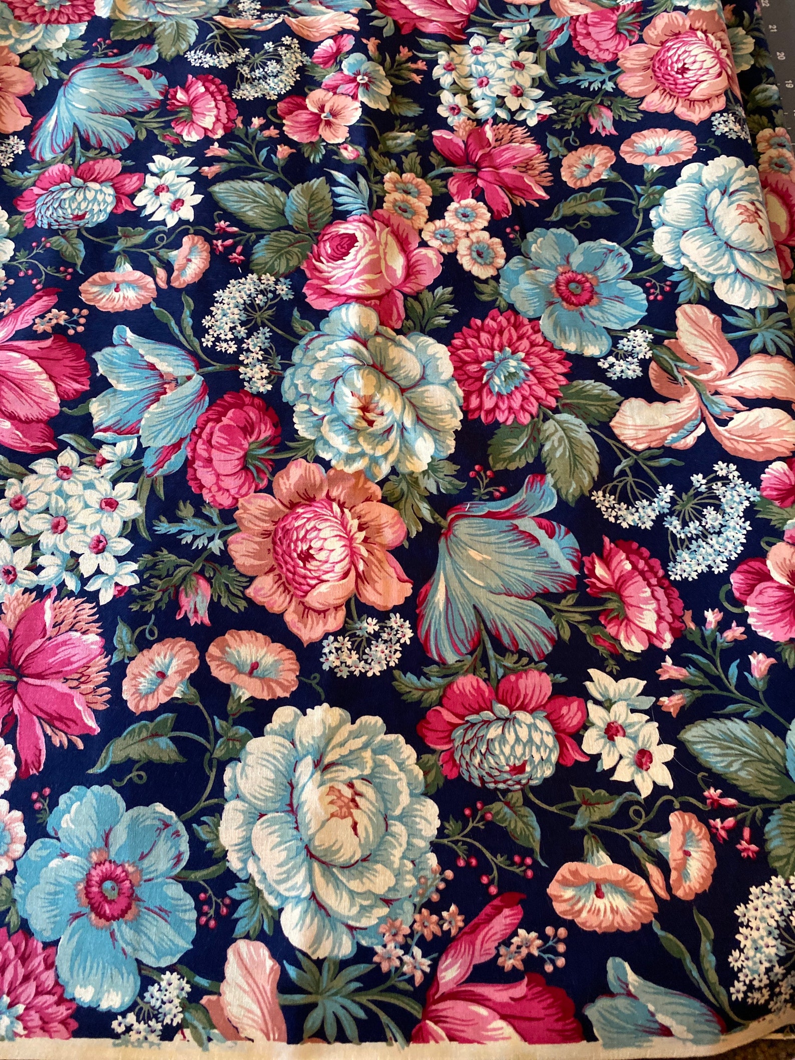 1/2 Yd Vintage All Over Large Flowers Cotton Fabric - Etsy