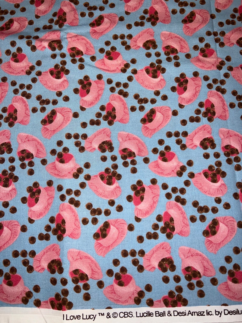 1/2 Yd I Love Lucy Chocolate Hat Print Cotton Fabric by - Etsy
