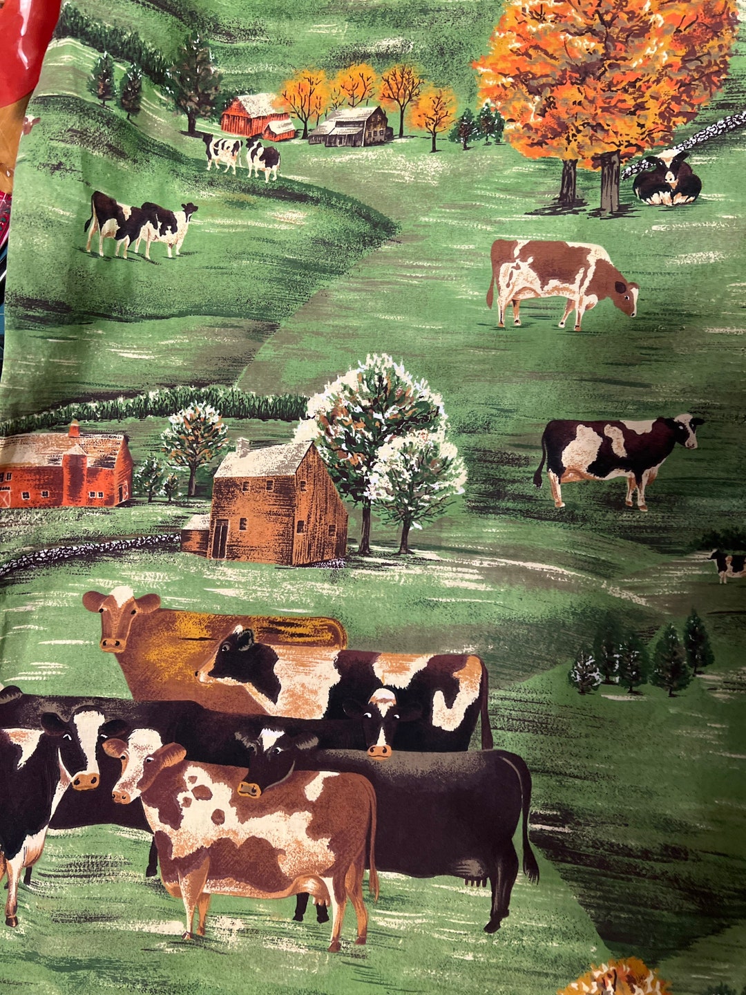 1/2 Yd Vintage All Over Farm Scene Cotton Fabric - Etsy