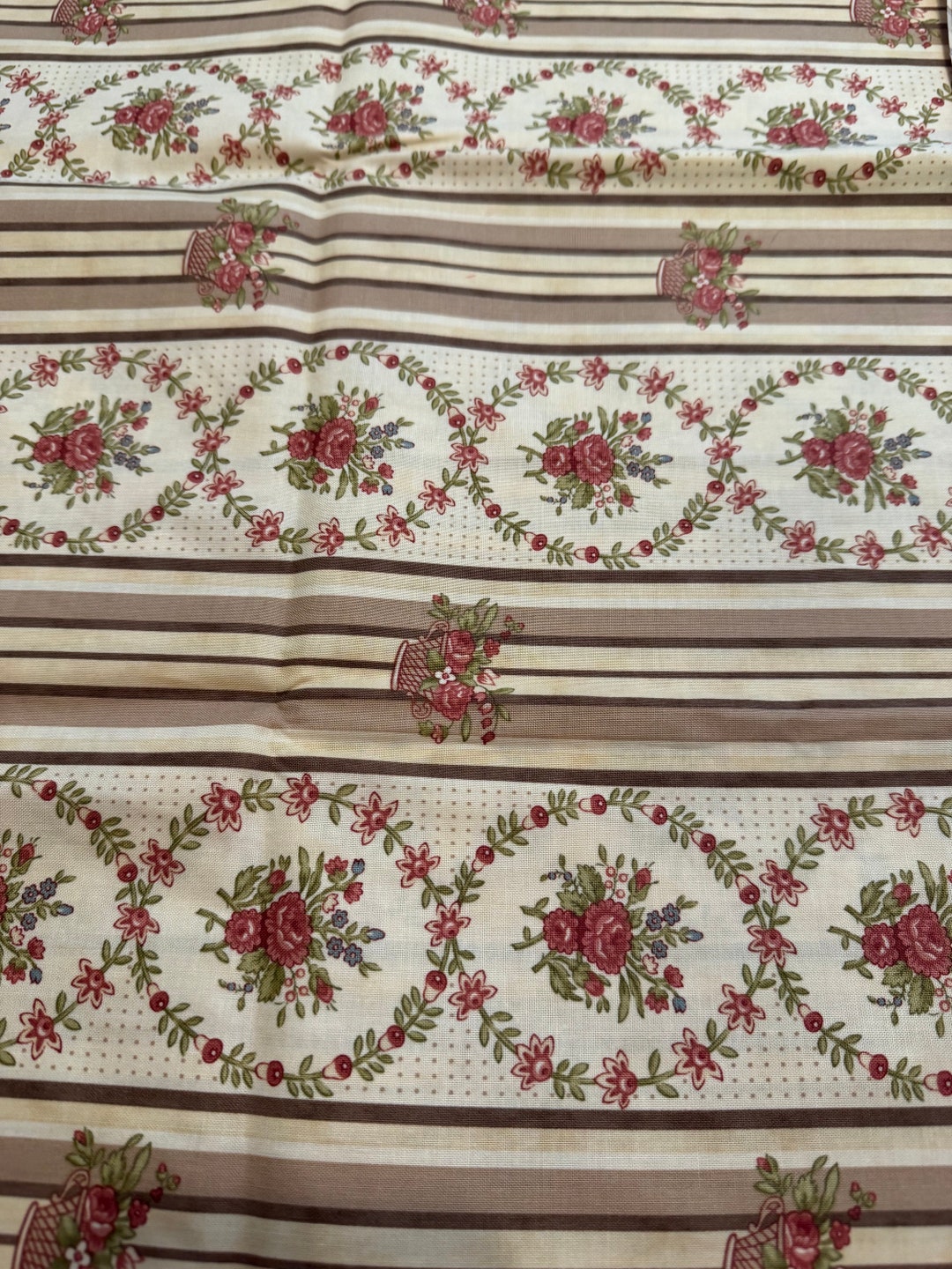 1/2 Yd country Orchard Floral Stripe Print by Blackbird Designs for ...