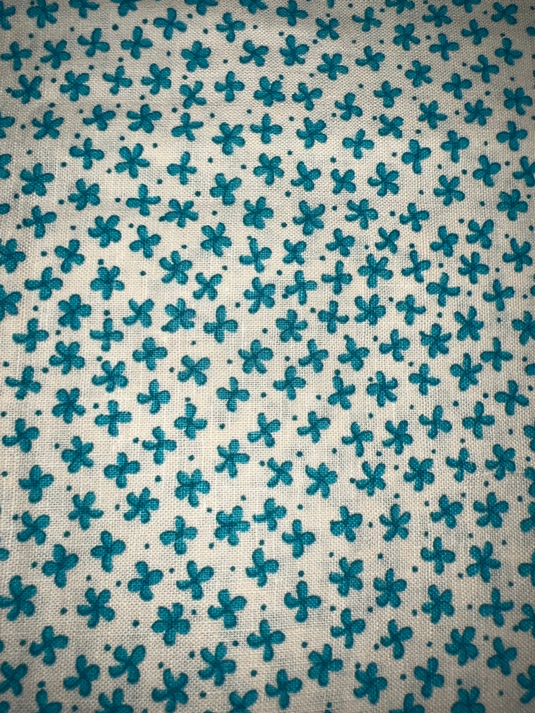 1/2 Yd Vintage All Over Turquoise& White Calico Cotton Fabric by ...