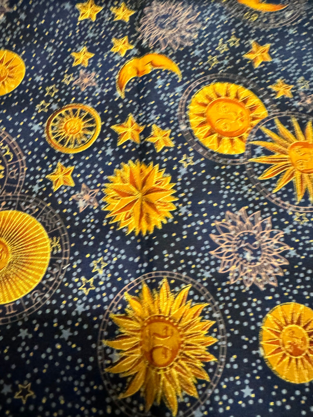 17” Celestial Sun Moon Star Print Cotton Fabric by Texstyles Fabric - Etsy