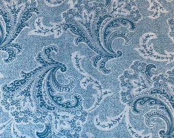 Blue Scroll Fabric | Etsy