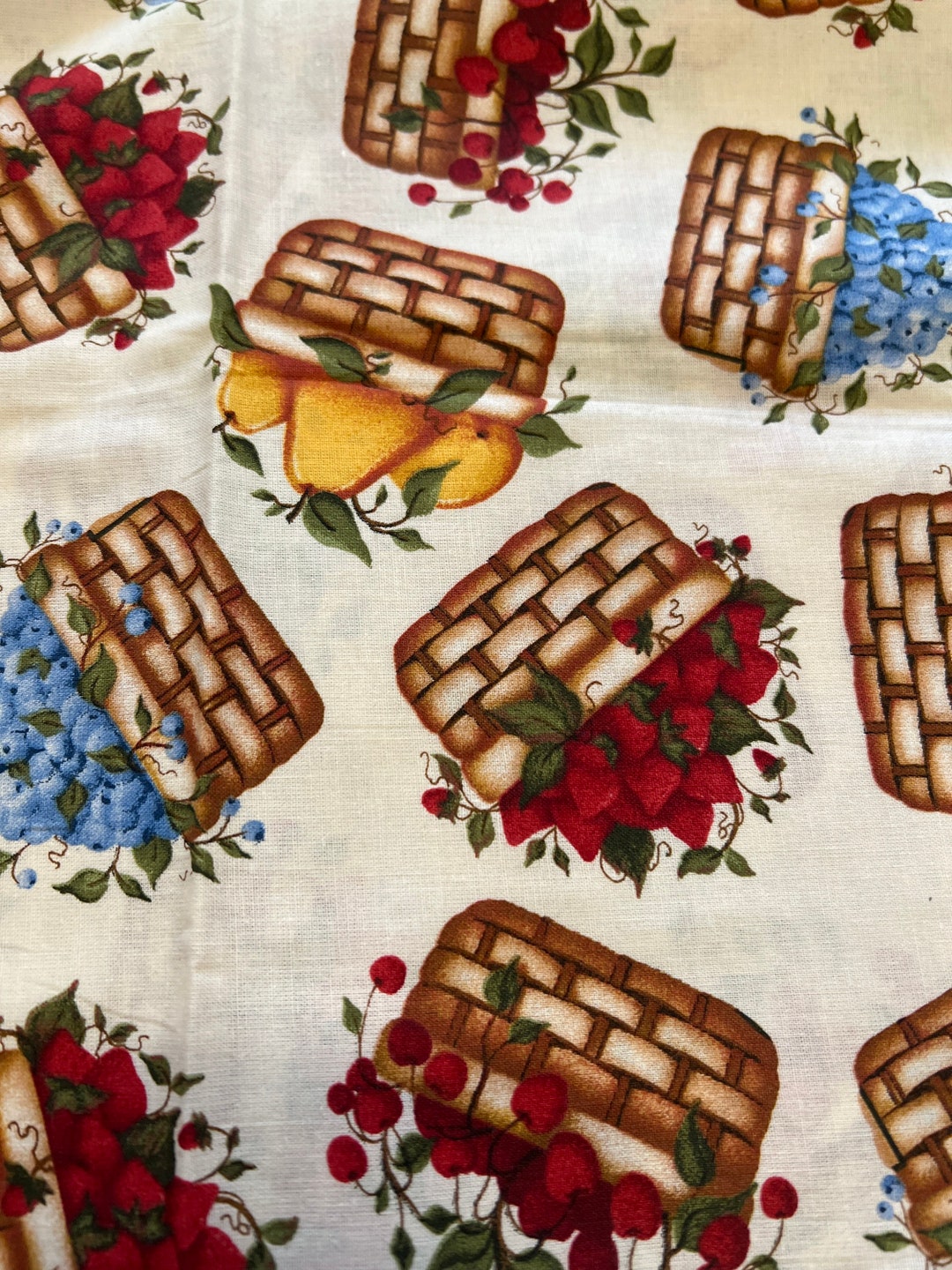1/2 Yd Allover Fruit Basket Print Cotton Fabric - Etsy