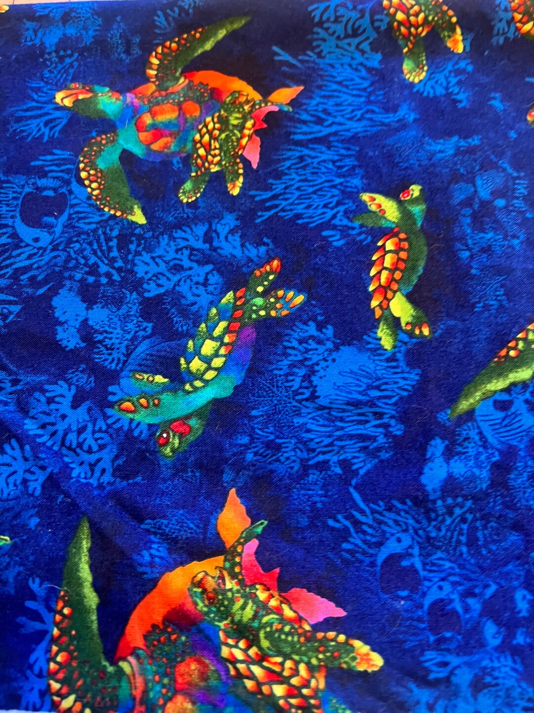 17” “aquatica” Allover Tropical Sea Turtle Print Cotton by Robert ...
