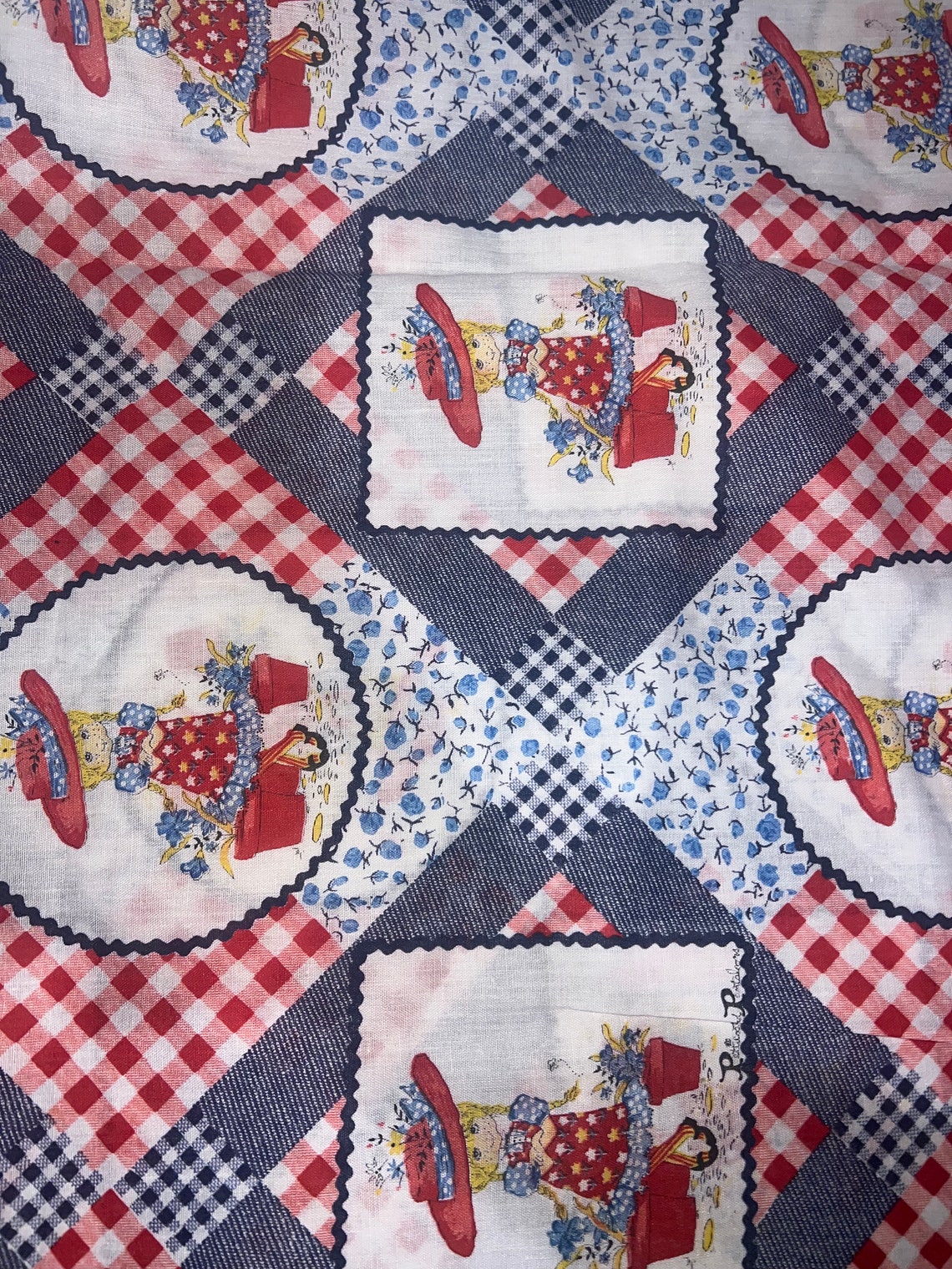 1/2 Yd Vintage 1970’s Holly Hobbie Style Cheater Print Cotton Fabric - Etsy