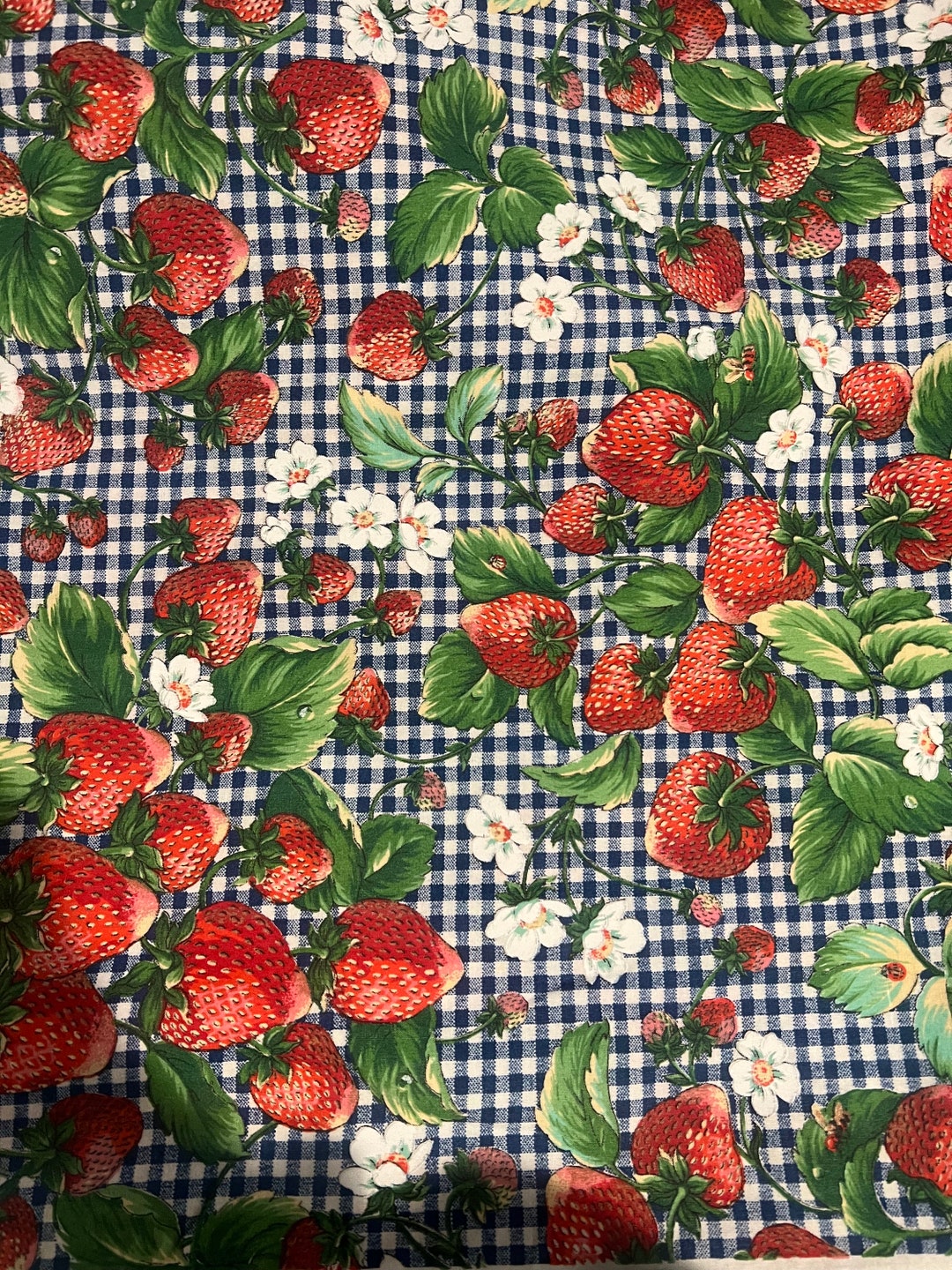 17” Vintage Allover Strawberry Blossom Checkered Print by Kesslers for ...