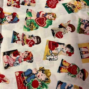 1/2 Yd Vintage Retro Kids Valentines Print by Faye Burgos Cotton Fabric ...