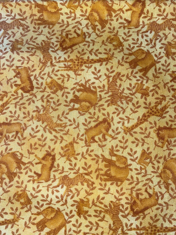 Jewelry Making & Beading 1/2 yd Jungle Animals on Golden Yellow Print ...
