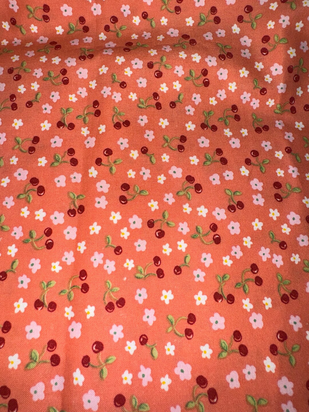 1/2 Yd Allover Cherry and Floral Print Cotton Fabric - Etsy