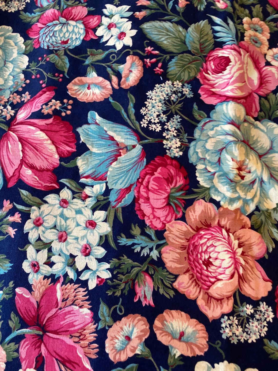 1/2 Yd Vintage All Over Large Flowers Cotton Fabric - Etsy