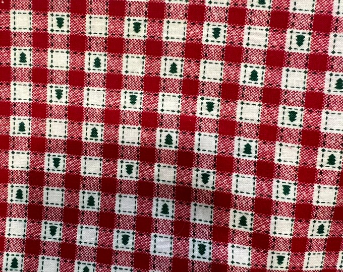 1/2 Yd Vintage Allover Checkered Christmas Tree Print Cotton Fabric - Etsy