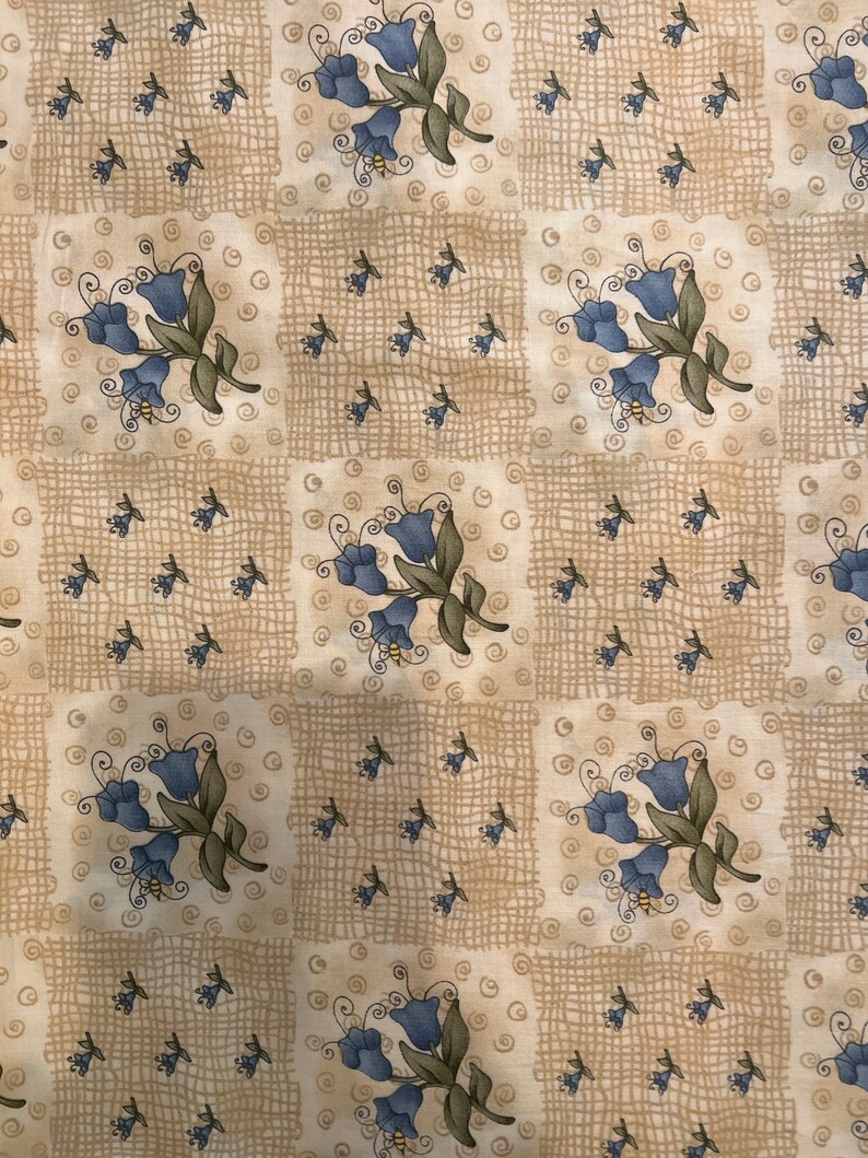 1/2 Yd Vintage Debbie Mumm Blue Flowers Floral Print Cotton - Etsy