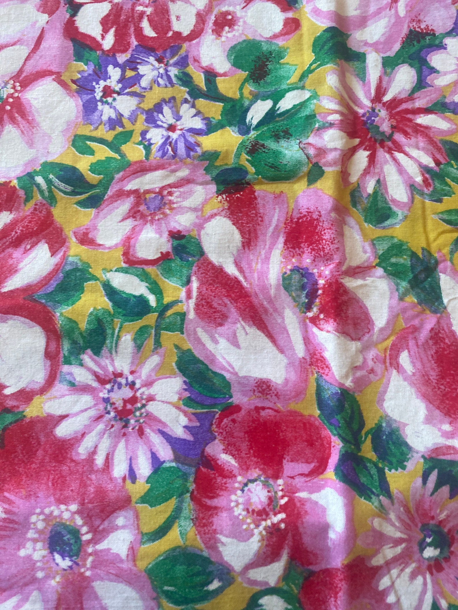Vintage Vibrant Floral Cotton Fabric | Etsy