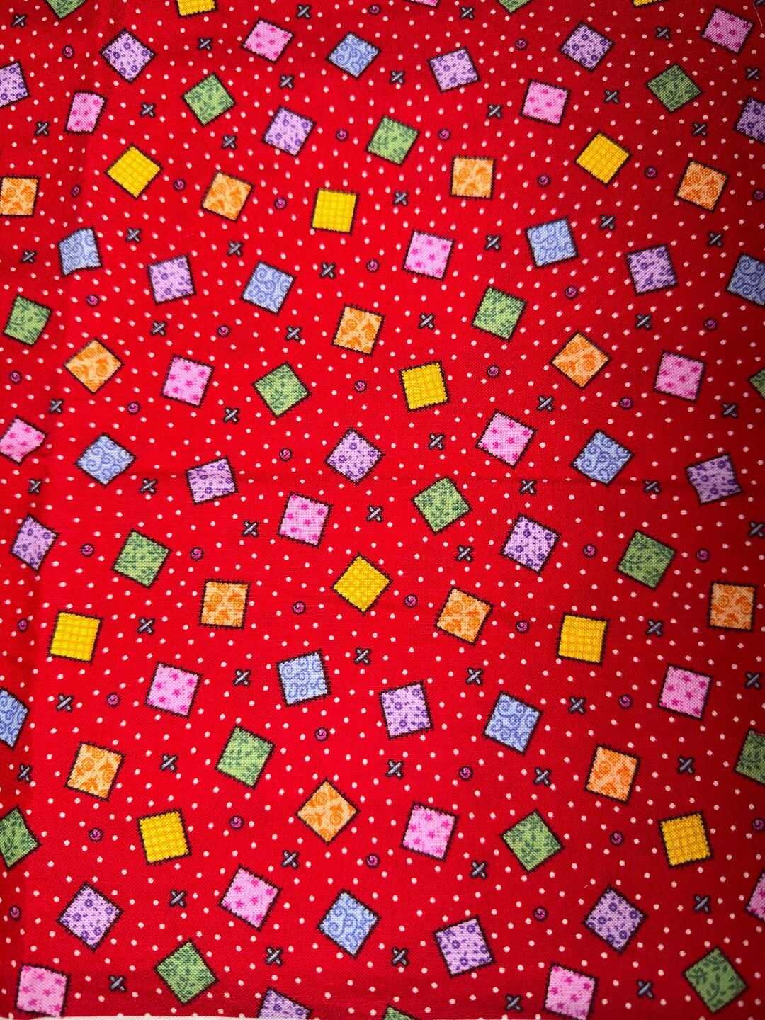 FAT QUARTER Mary Engelbreit Rare Red Patch Block Cotton Quilt Fabric - Etsy