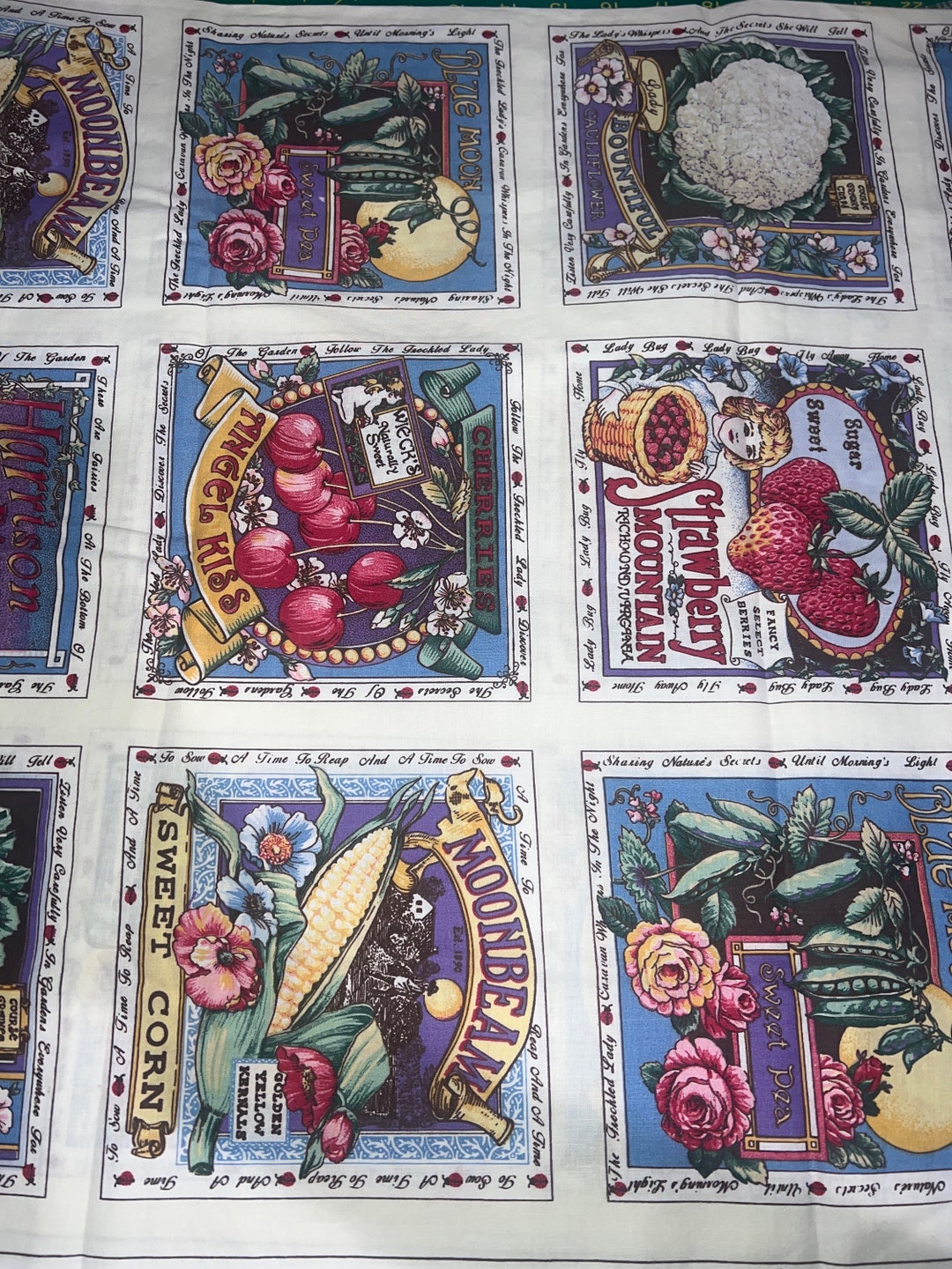 35” Vintage Secrets of the Garden Patch Print by Joan Kessler for Concord Cotton Fabric - Etsy