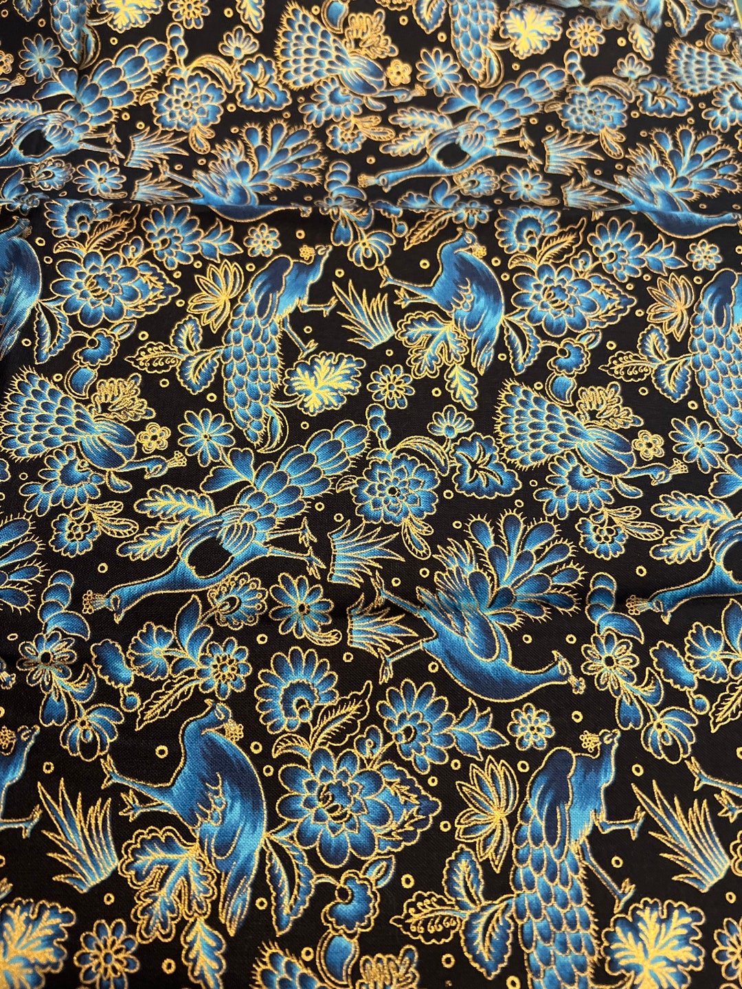 1/2 Yd Metallic peacock Parade Print by Fabri-quilt Cotton Fabric - Etsy