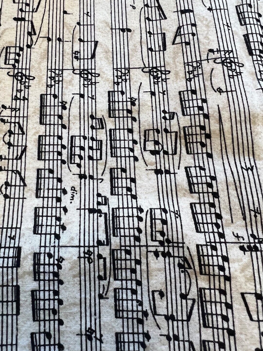 1/2 Yd Vintage 1995 Music Notes Print by Fabric Traditions Cotton ...