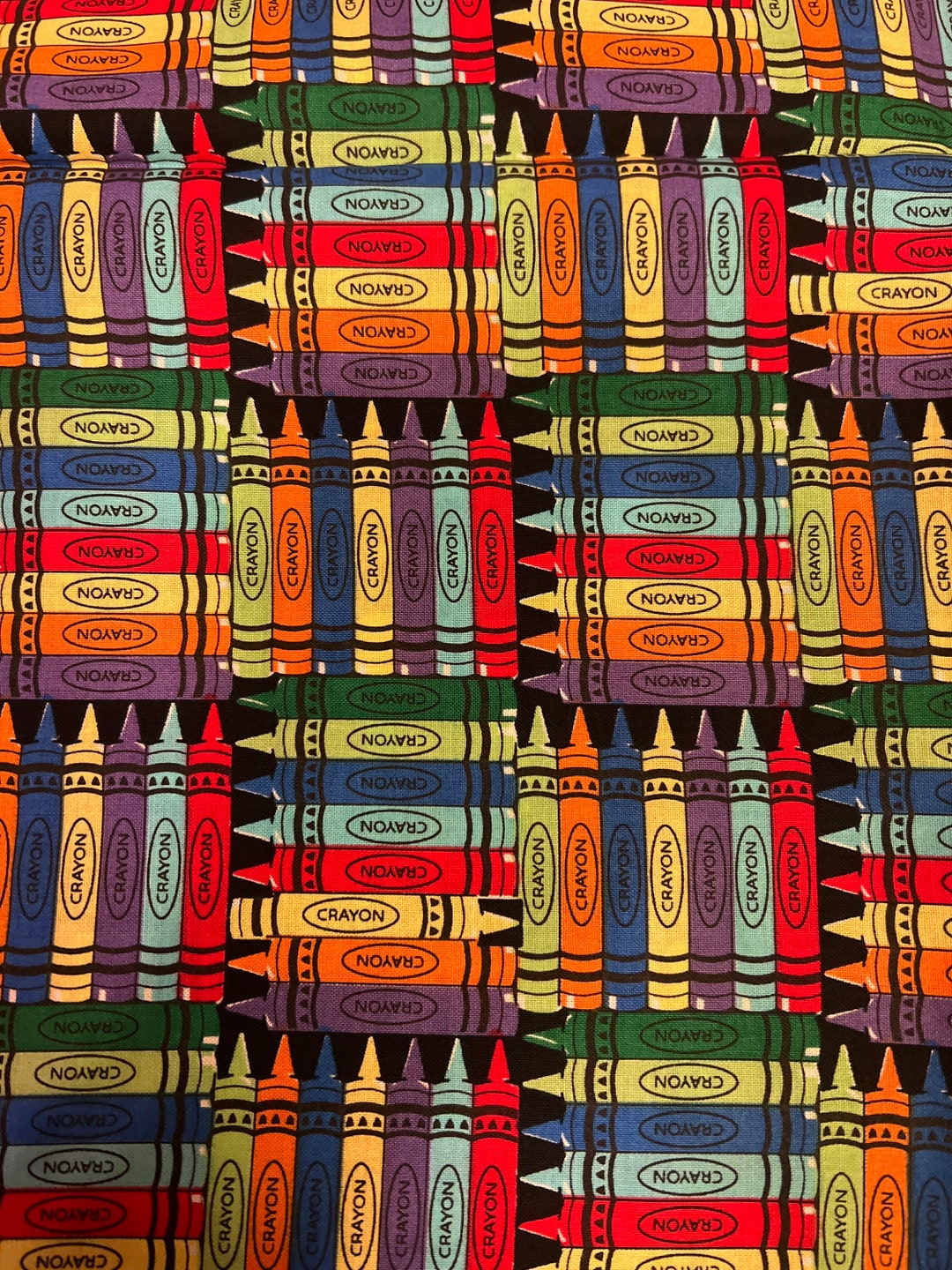17” All Over Colorful Crayons School Print Cotton Fabric - Etsy