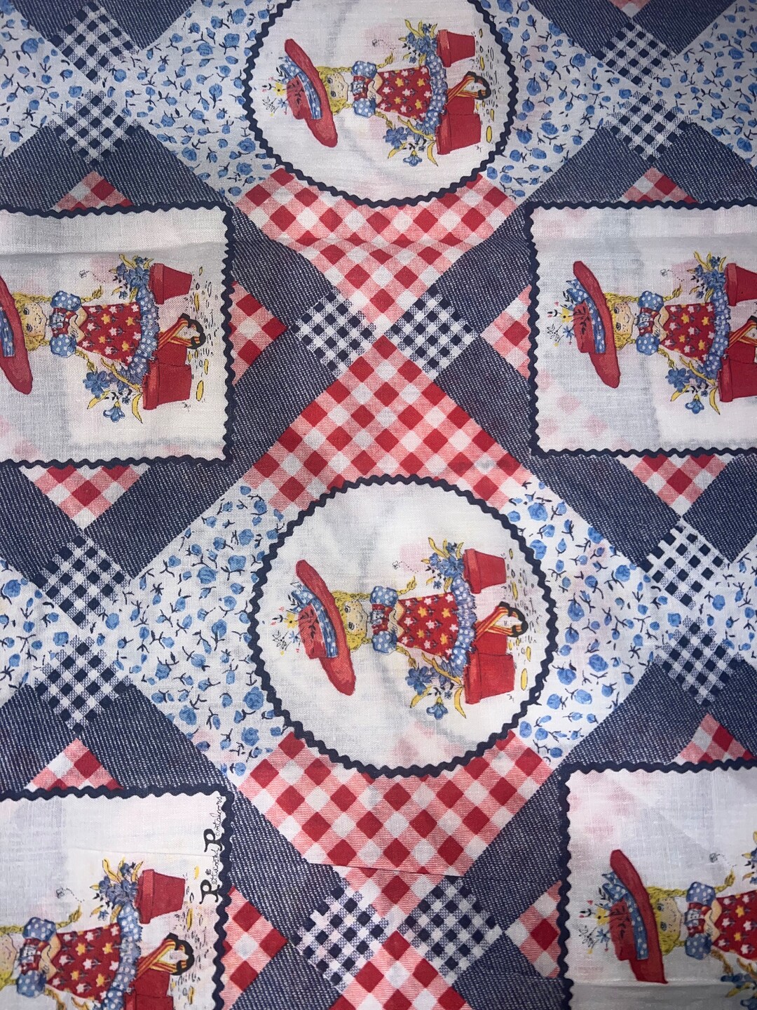 1/2 Yd Vintage 1970’s Holly Hobbie Style Cheater Print Cotton Fabric - Etsy