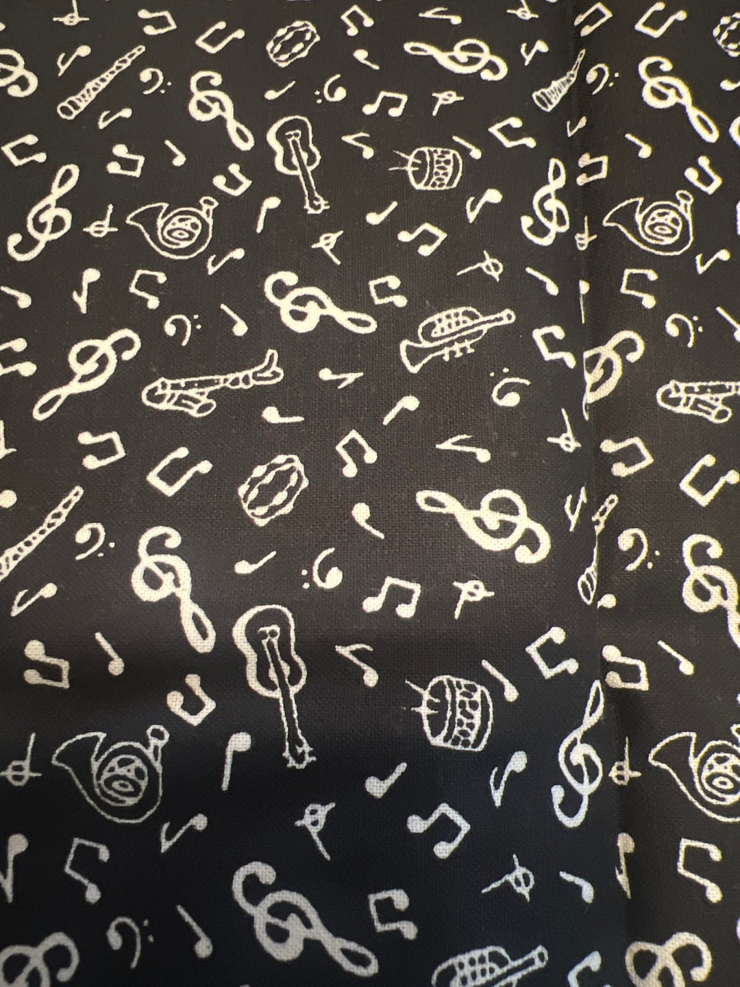 1/2 Yd Vintage 1996 Music Notes Print by Fabric Traditions Cotton ...