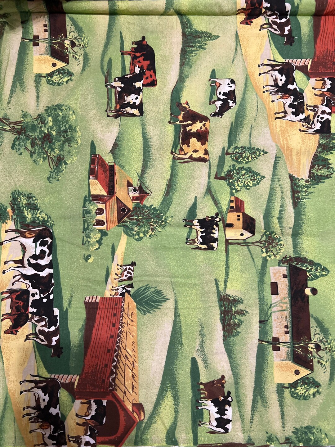 1/2 Yd Vintage All Over Farm Scene Cotton Fabric - Etsy