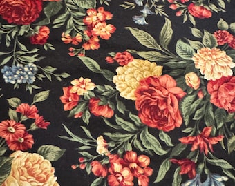 1/2 Yd Vintage Floral Stripe Print Cotton Fabric - Etsy