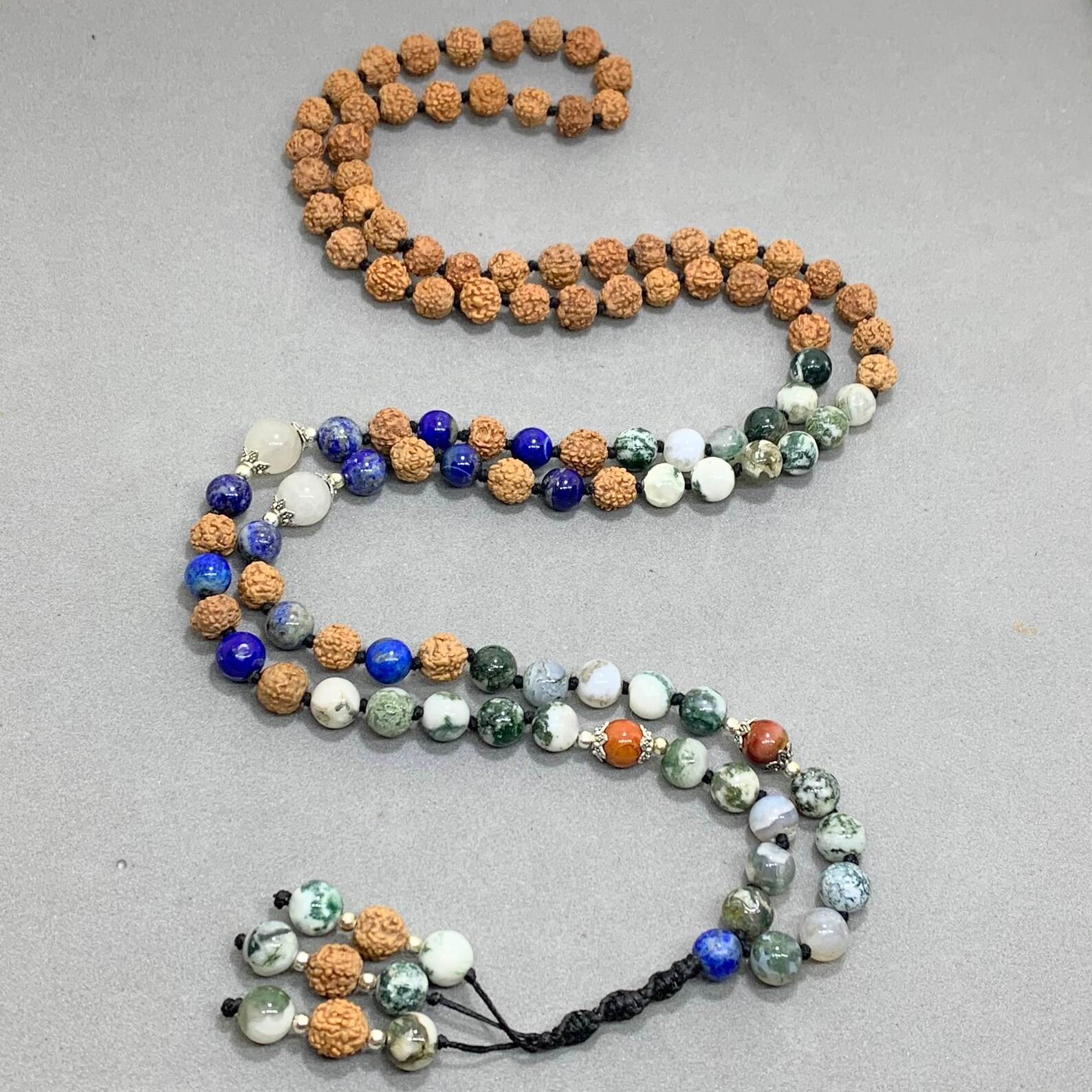 Rudraksha Mala / Lapis Lazuli Mala / Tree Agate Mala / 108 Japa Mala ...