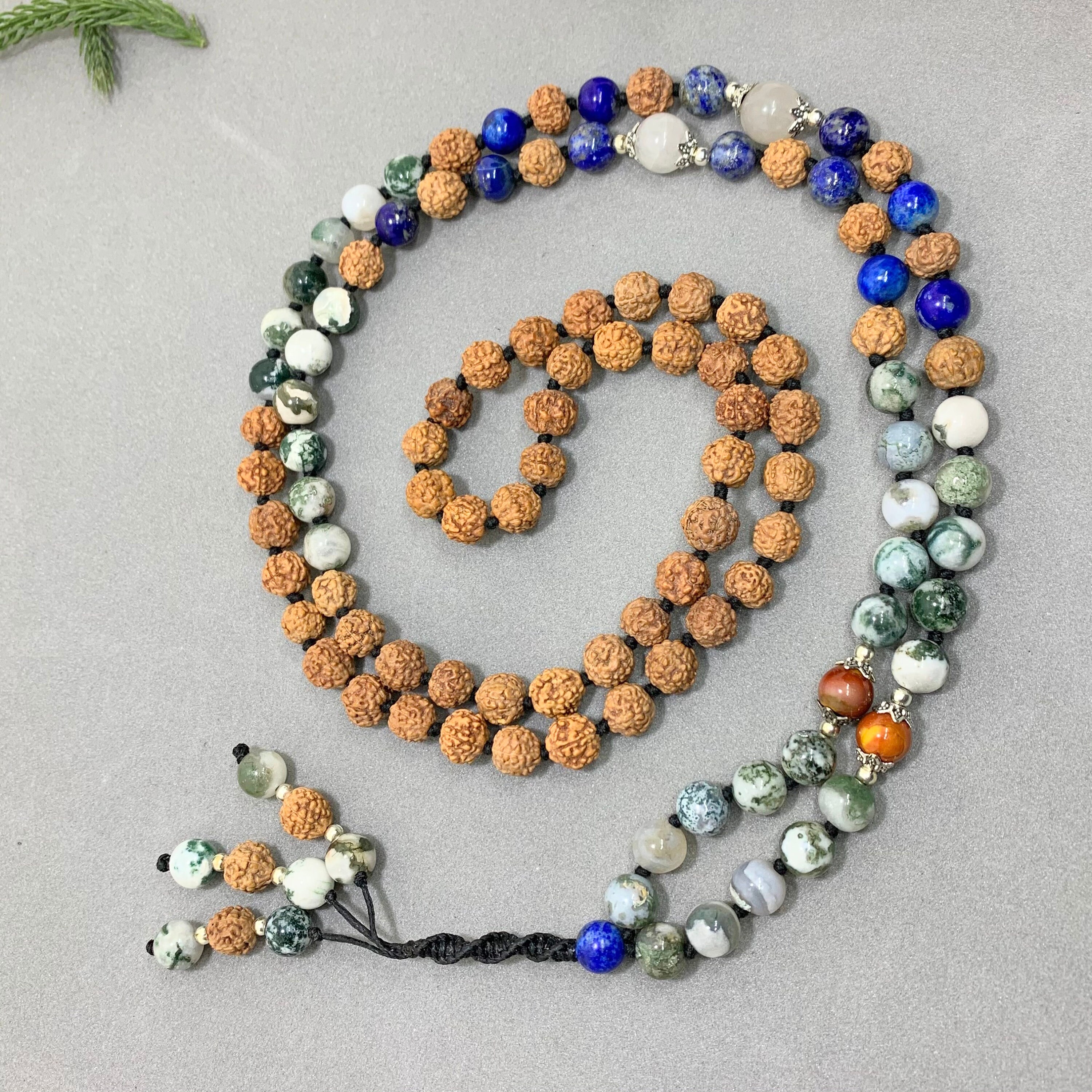 Rudraksha Mala / Lapis Lazuli Mala / Tree Agate Mala / 108 Japa Mala ...
