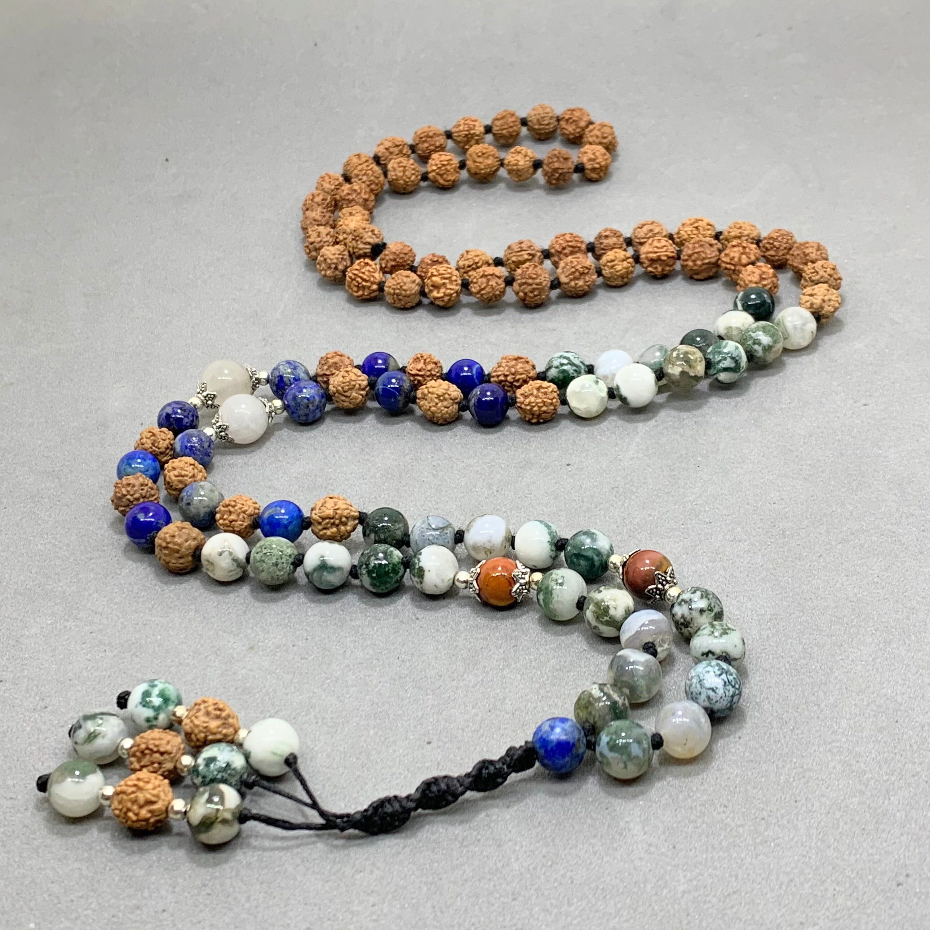 Rudraksha Mala / Lapis Lazuli Mala / Tree Agate Mala / 108 Japa Mala ...