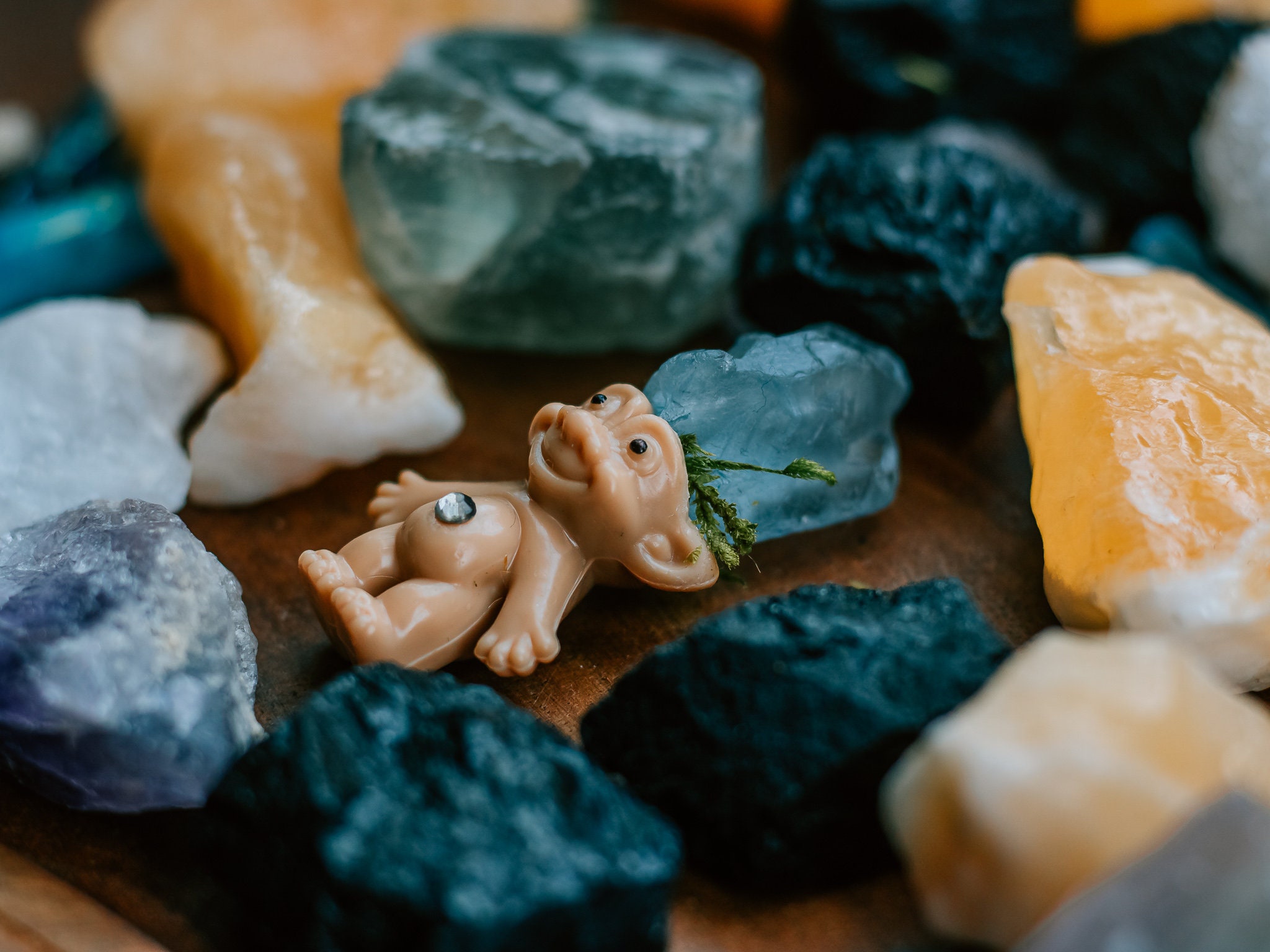 Mini Celestite Troll Good Luck Charm Crystal Troll - Etsy