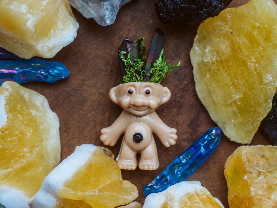 Mini Raven Black Aura Troll Crystal Troll Good Luck Charm | Etsy