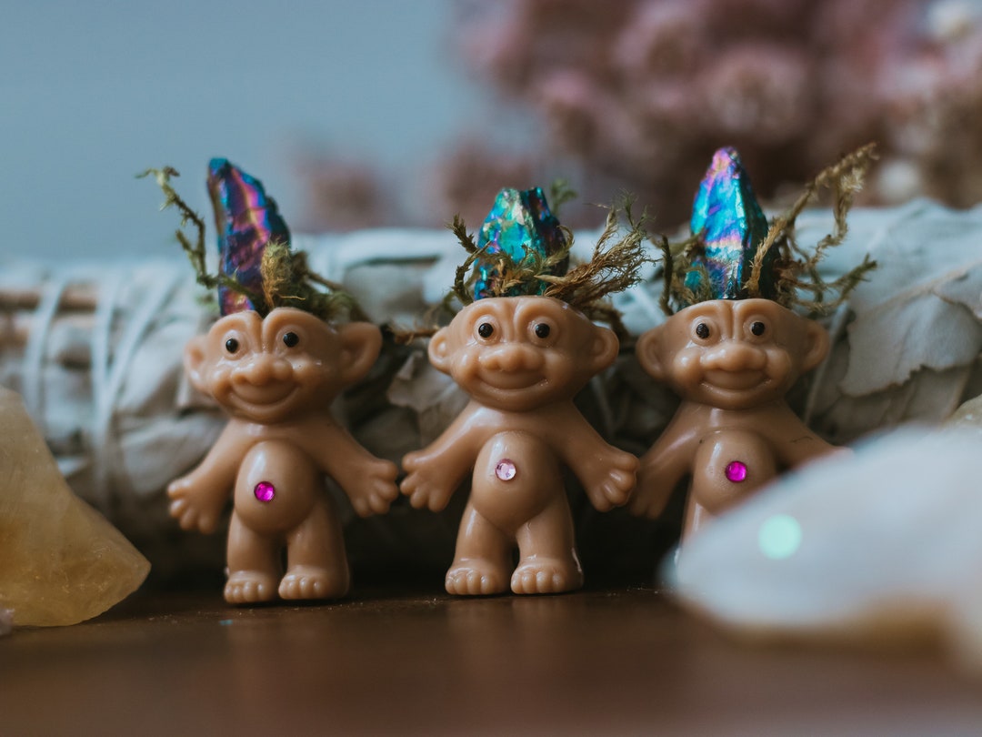 Mini Rainbow Hematite Troll Crystal Troll Fairy Garden Good Luck Charm ...