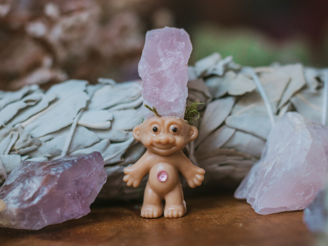 Mini Raw Rose Quartz Troll Crystal Troll Fairy Garden - Etsy