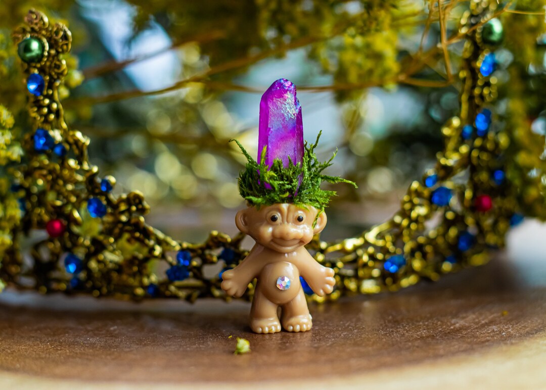 Mini Plum Aura Quartz Troll Good Luck Charm Crystal Healing Fairy ...