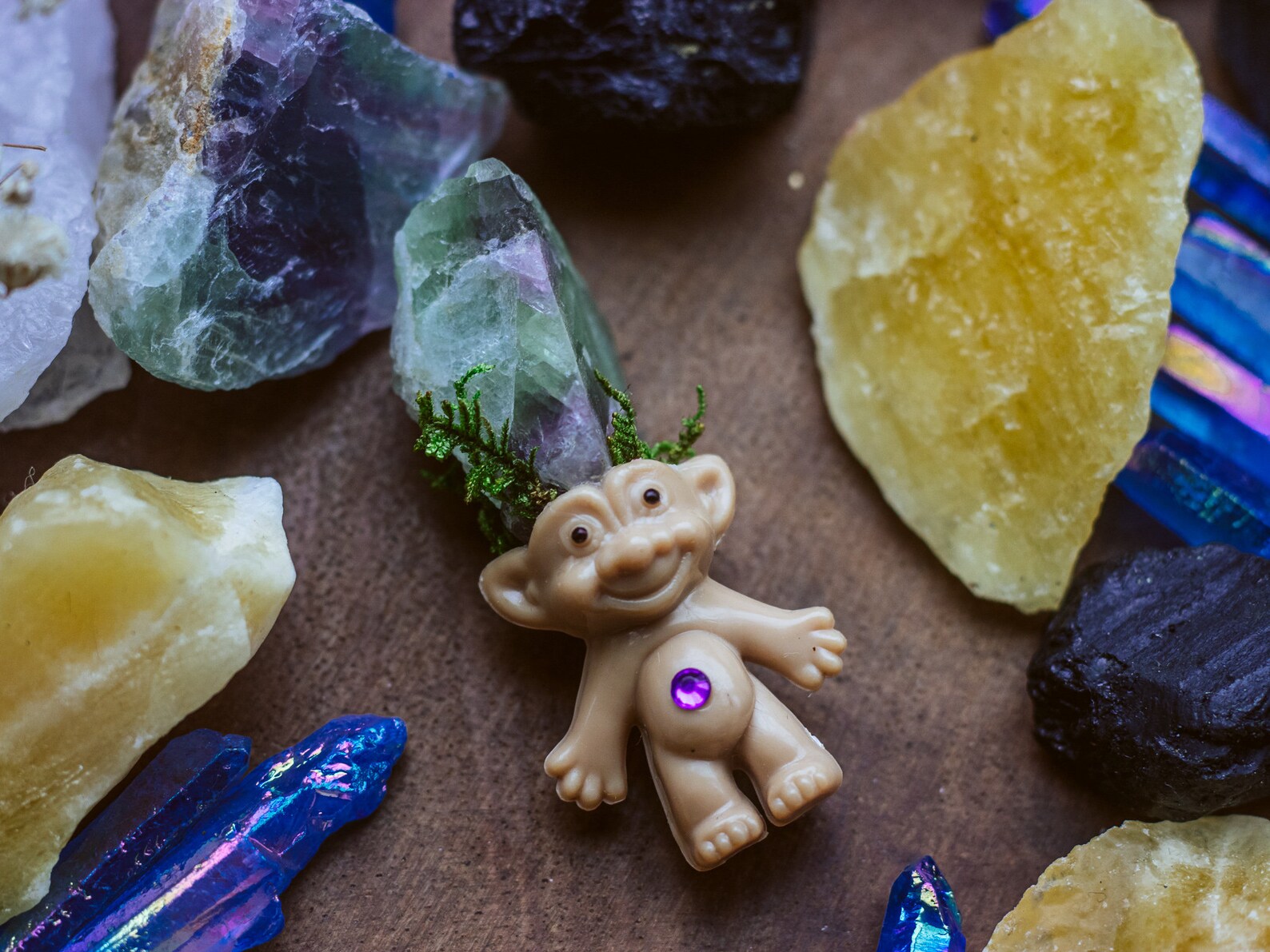 Mini Rainbow Fluorite Troll Good Luck Charm Crystal - Etsy