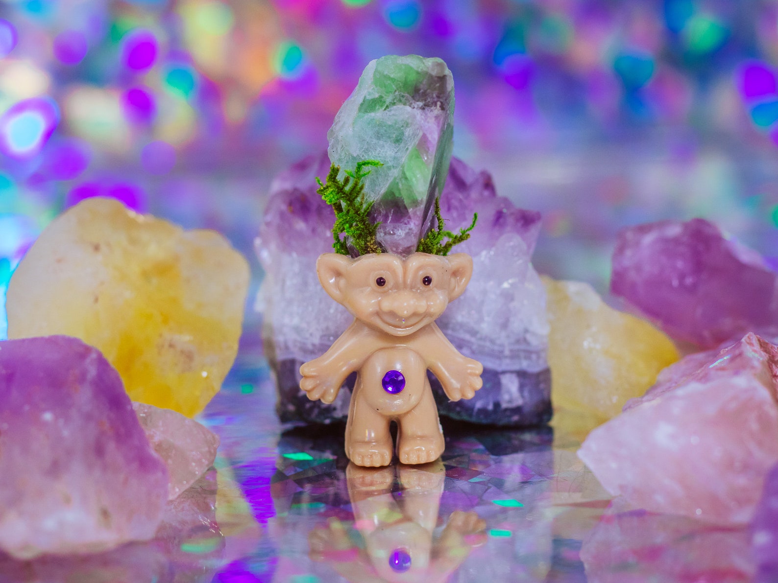 Mini Rainbow Fluorite Troll Good Luck Charm Crystal - Etsy