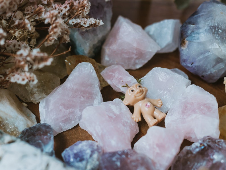 Mini Raw Rose Quartz Troll Crystal Troll Fairy Garden - Etsy