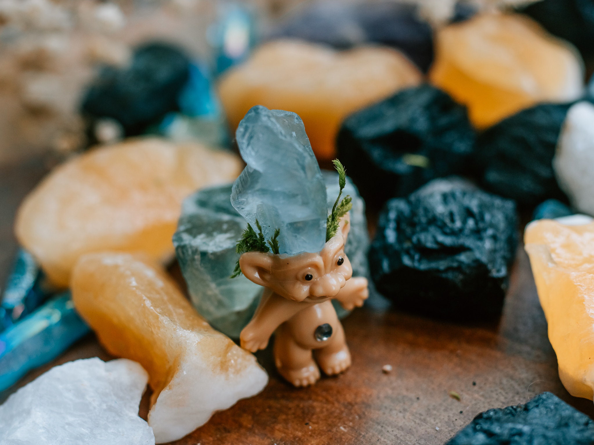 Mini Celestite Troll Good Luck Charm Crystal Troll - Etsy