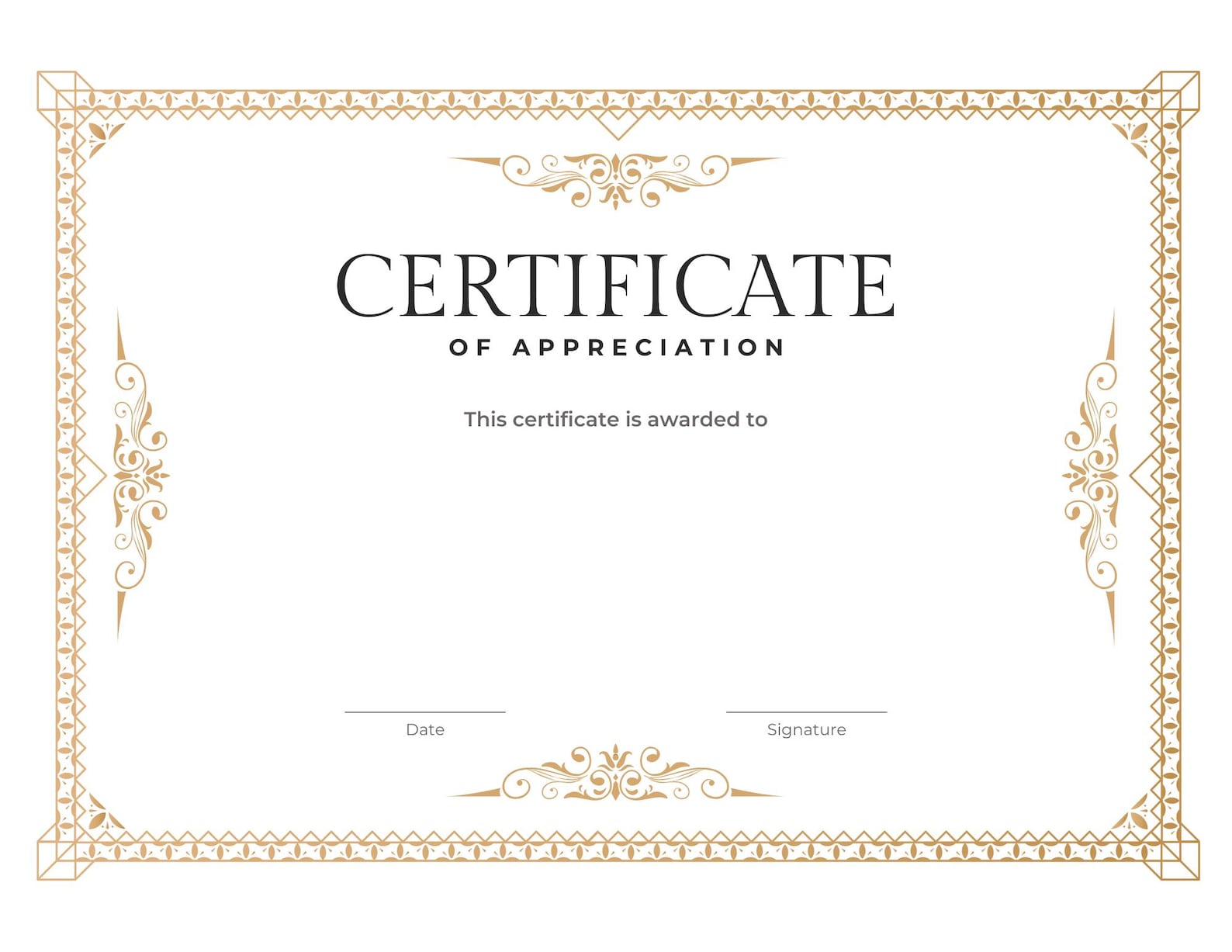 Blank Certificate of Appreciation Template: Printable Award (PNG ...