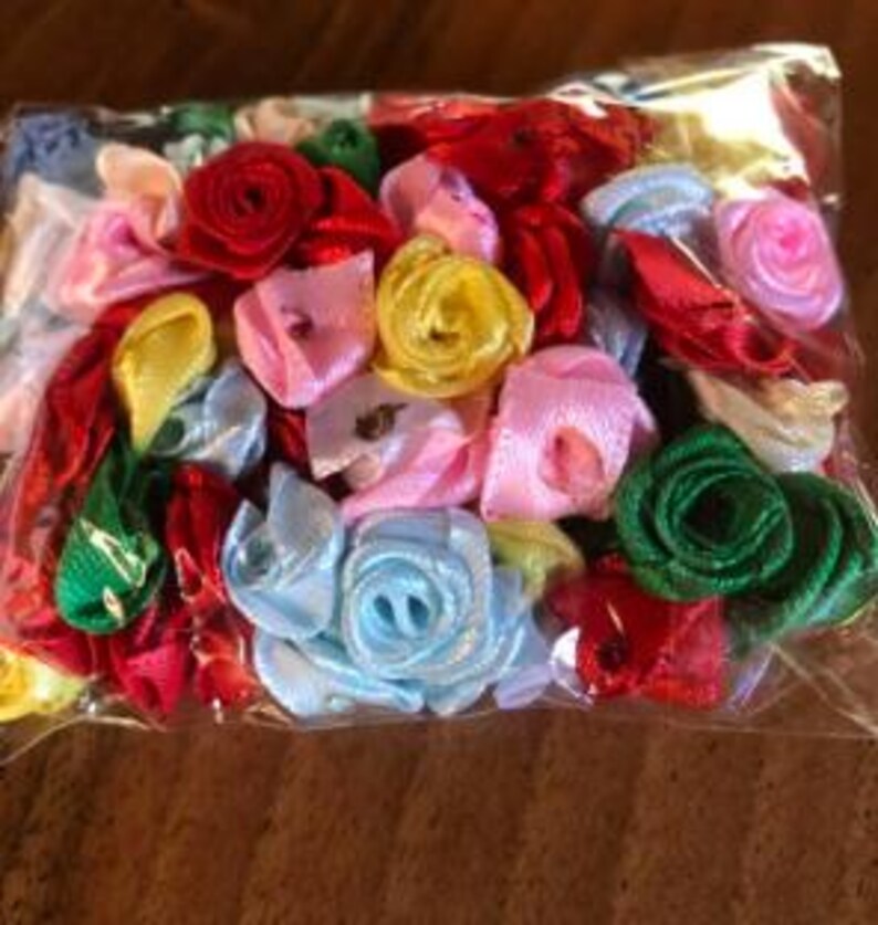 100pcs Mini Handmade Satin Rose Ribbon Rosettes – Fabric Flower ...