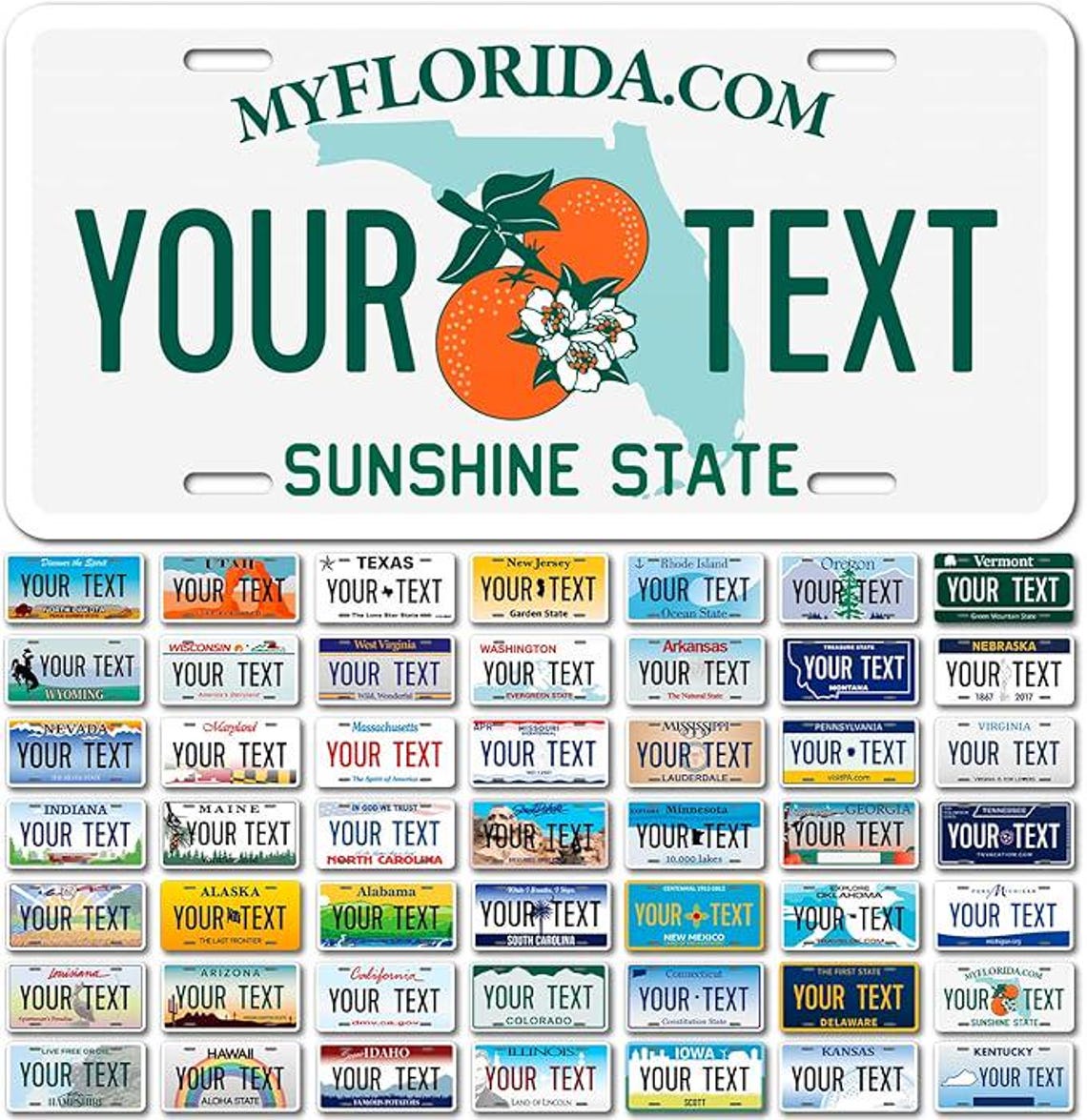 Custom State License Plate - Personalized 50 States Sign for Car, Room ...