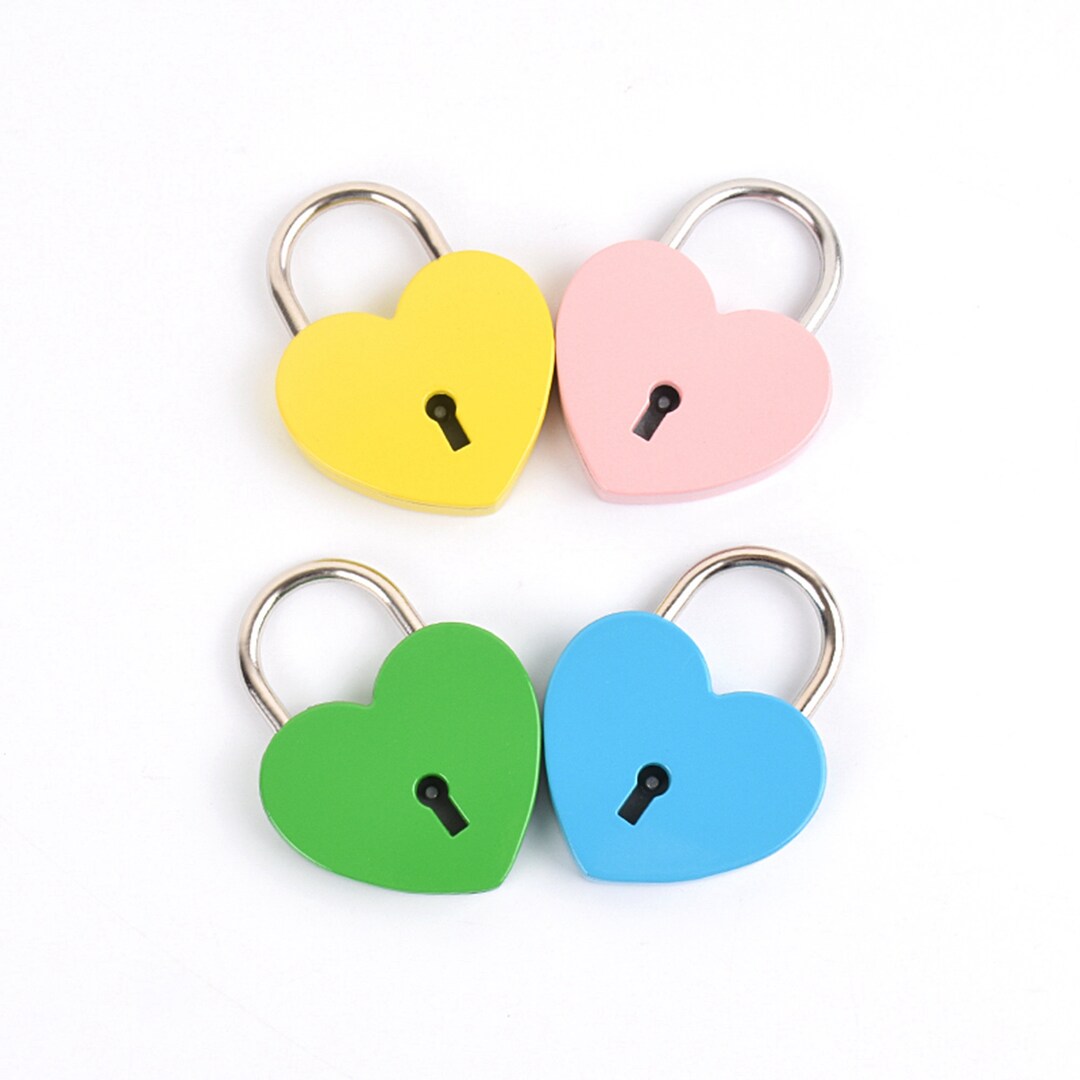 1pcs 45x59mm Various Color Metal Heart Shape Lock With Key - Etsy