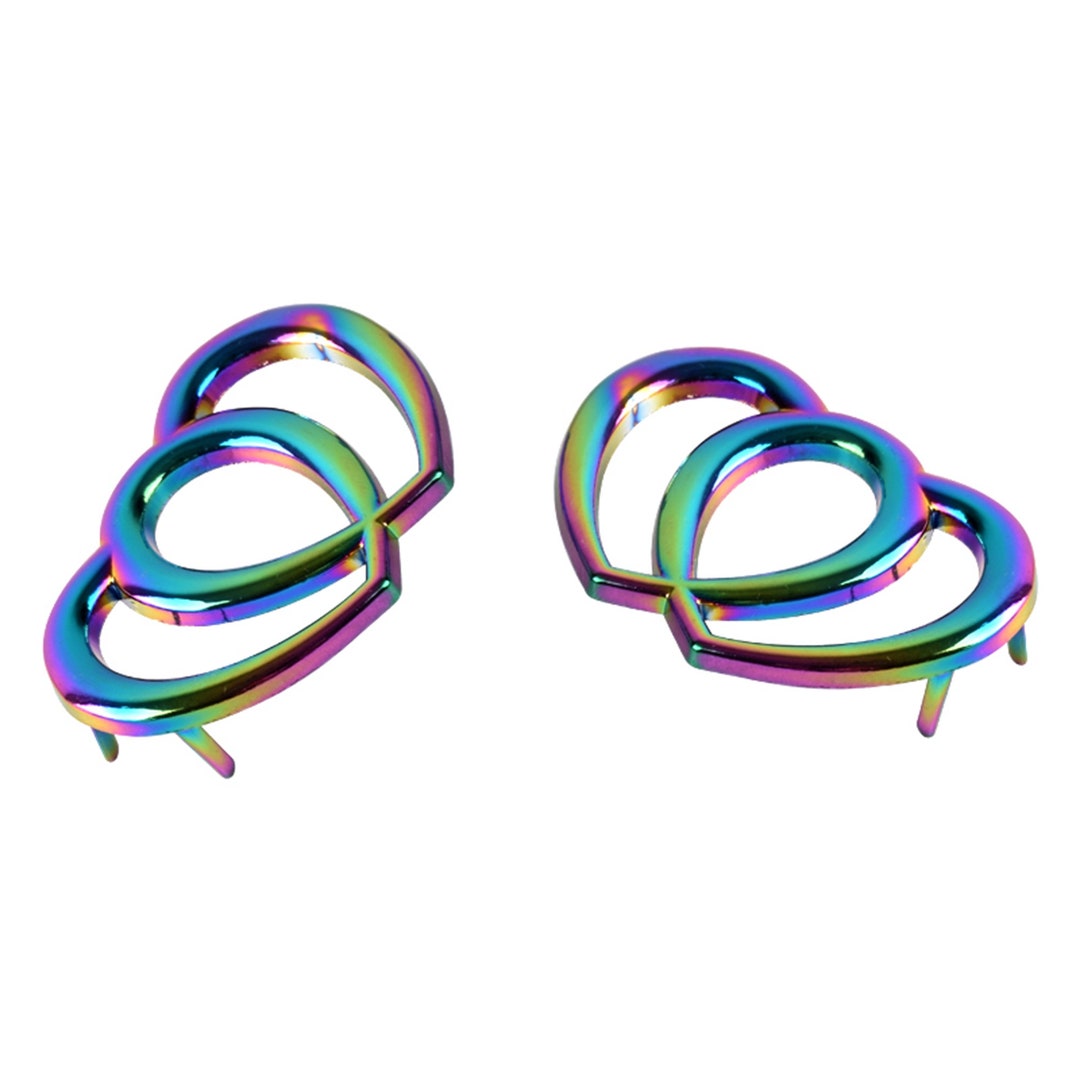 4pcs/10pcs/20pcs Metal Rainbow Lock Hardware Double Heart Buckle for ...