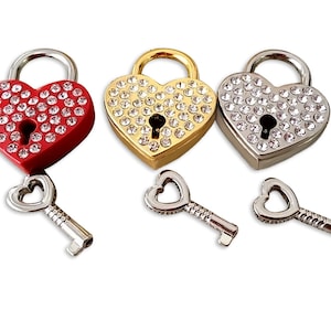1pcs New Heart Padlock Heart Shape Lock With Diamond - Etsy