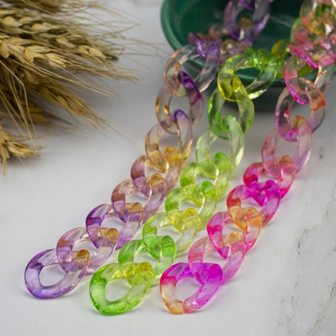 100pcs 17x23mm Plastic Double Colors Transparent Acrylic Open Ring ...