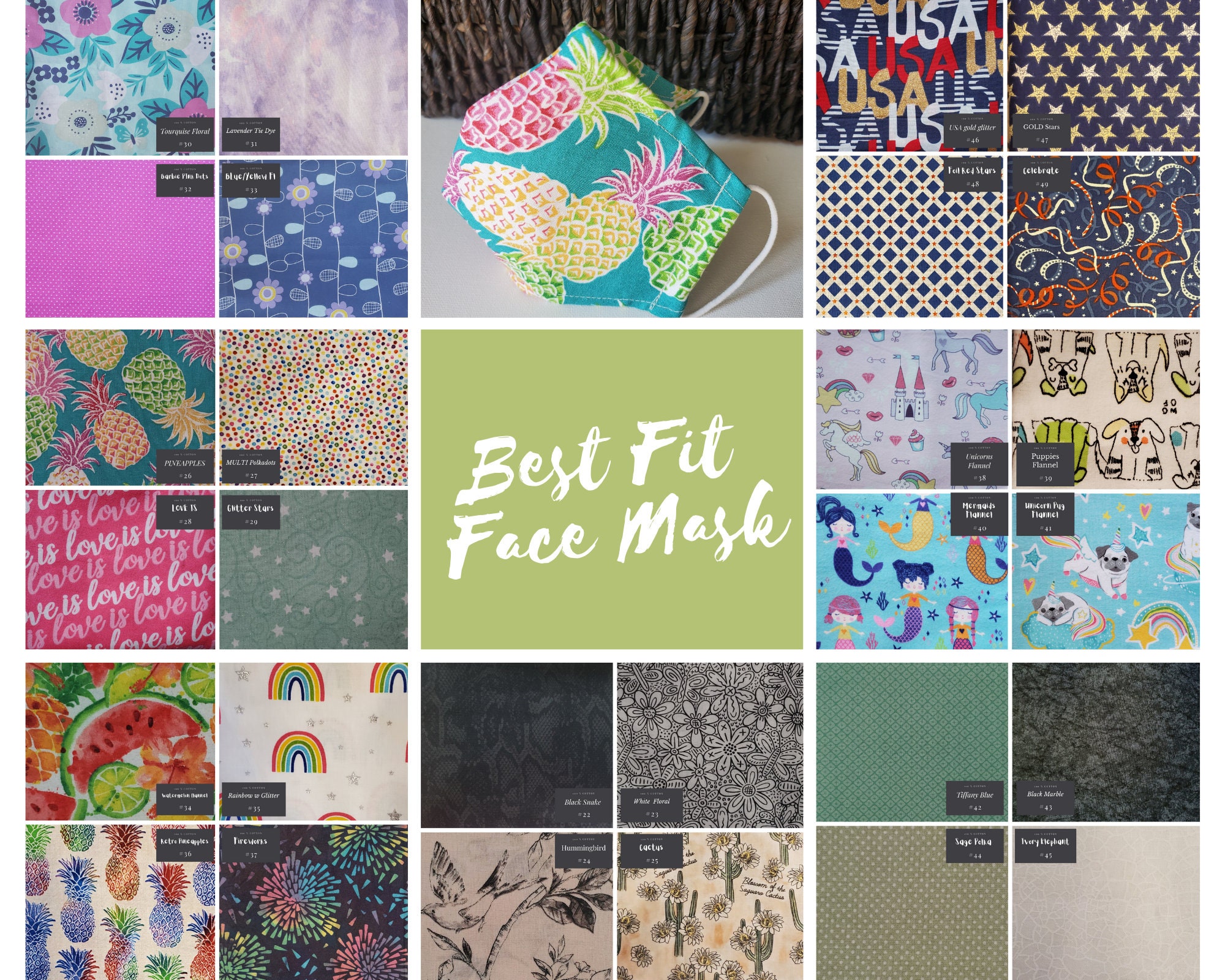 Best Fit Face Mask Multiple Prints Available - Etsy