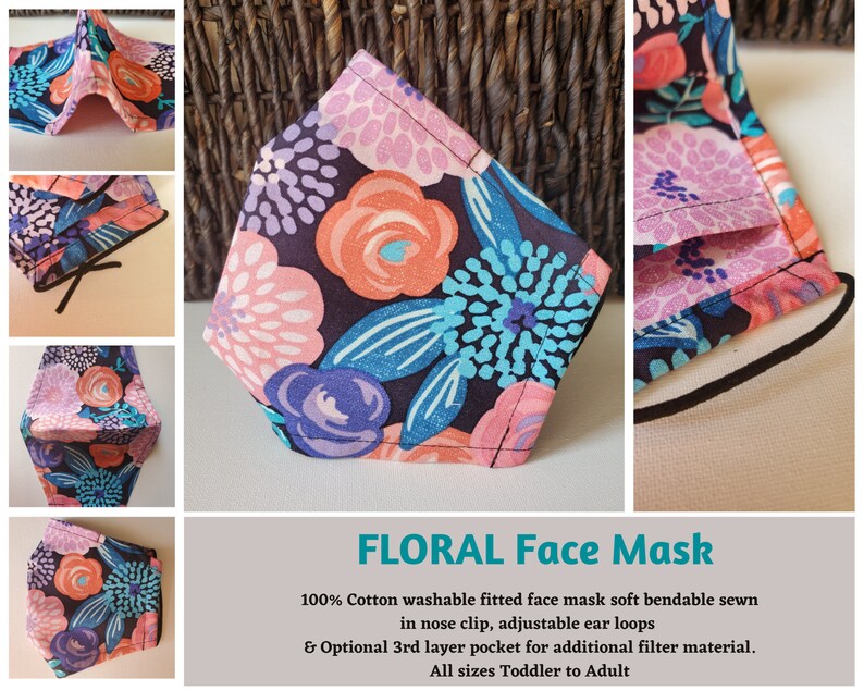 Best Fit Face Mask Floral - Etsy