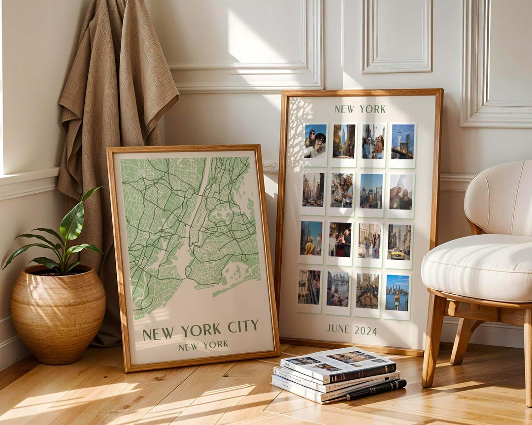 Custom City Map and Polaroid Photo Print, Anniversary Gift (digital ...