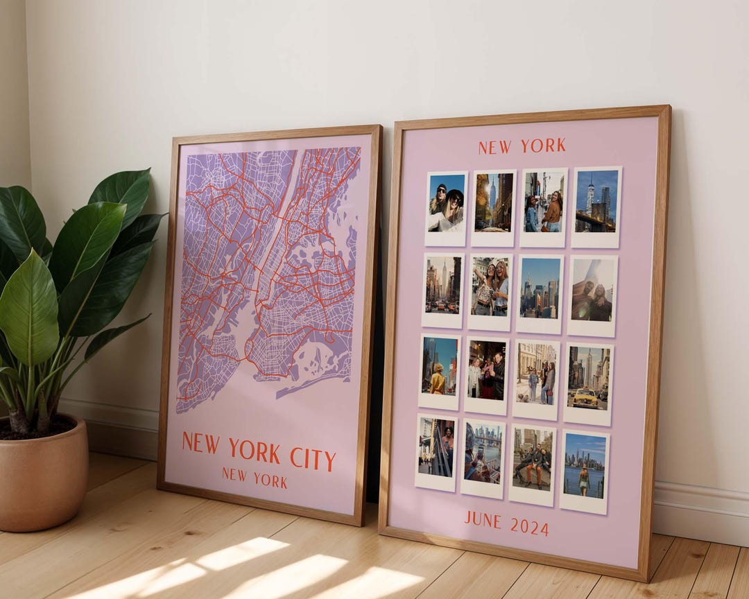 Custom Polaroid & City Map Print: Personalized Photo Collage (digital ...